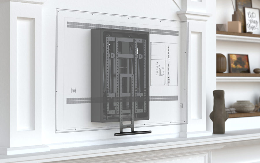 Ultra Flush Pull Out Mount Tv Fireplace | Flat Screen Tv Mounted On Wall