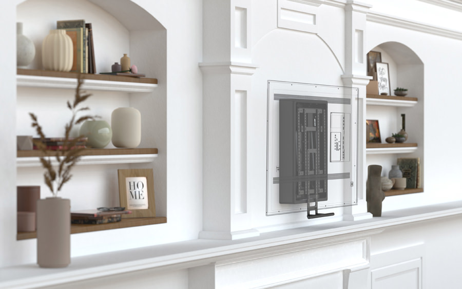 Ultra Flush Pull Out Mount Tv Fireplace | Flat Screen Tv Mounted On Wall