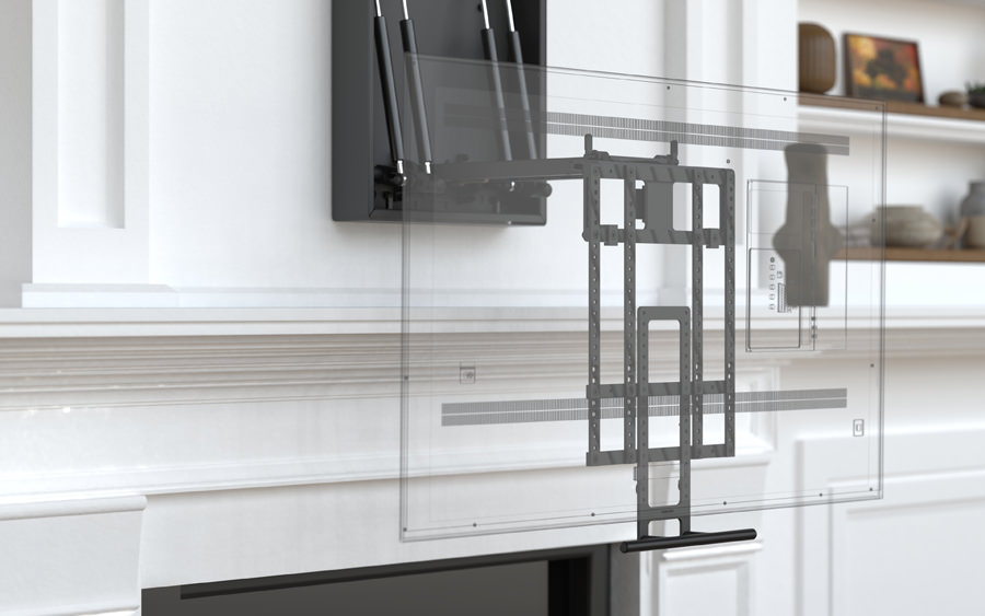 Pull down TV mount over fireplace | Flush wall brackets